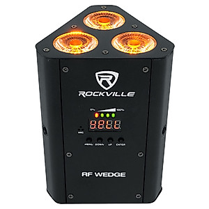5 Rockville RF Wedge Black RGBWA+UV Battery Wireless DMX DJ Up Lights+RF Remotes