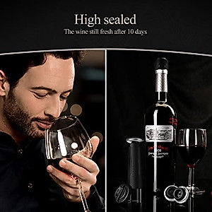 HGB Wine Stopper,Premium Wine Bottle Stopper Wine Pump Preserver Saver Kit Best Gifts for Wine Lovers,Longer Fresh Includes Vacuum Pump & 2 Reusable Air Bottle Stoppers1