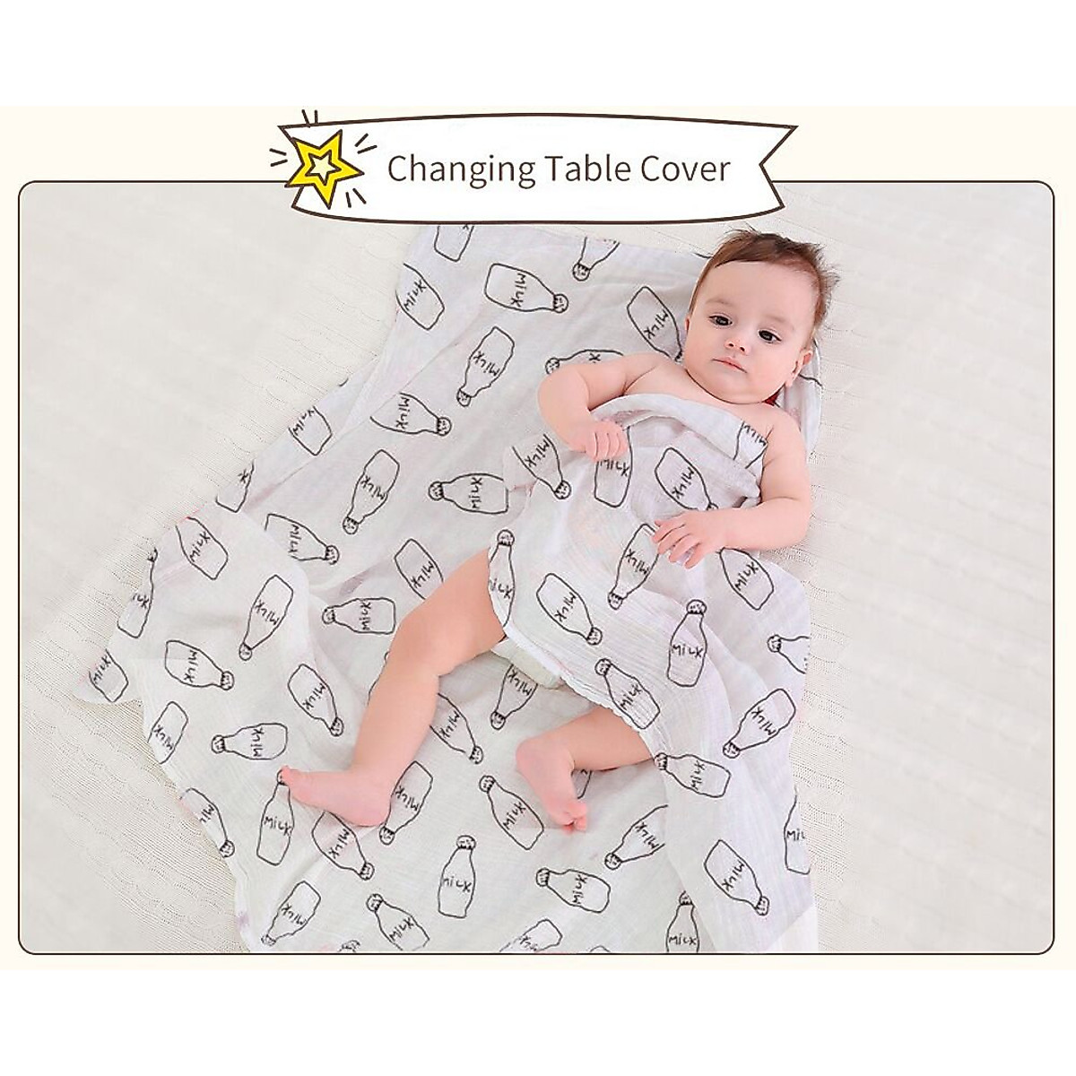 AIVIAI Muslin Baby Swaddle Blankets Baby Long Ripple Wrap Toddler Blankets