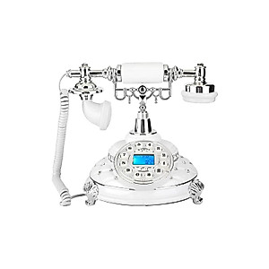 V BESTLIFE Antique Telephone Phone, Silver Plated Gemstone Corded Vintage Landline Telephone with FSK and DTMF Caller ID for Hotel Office Decor