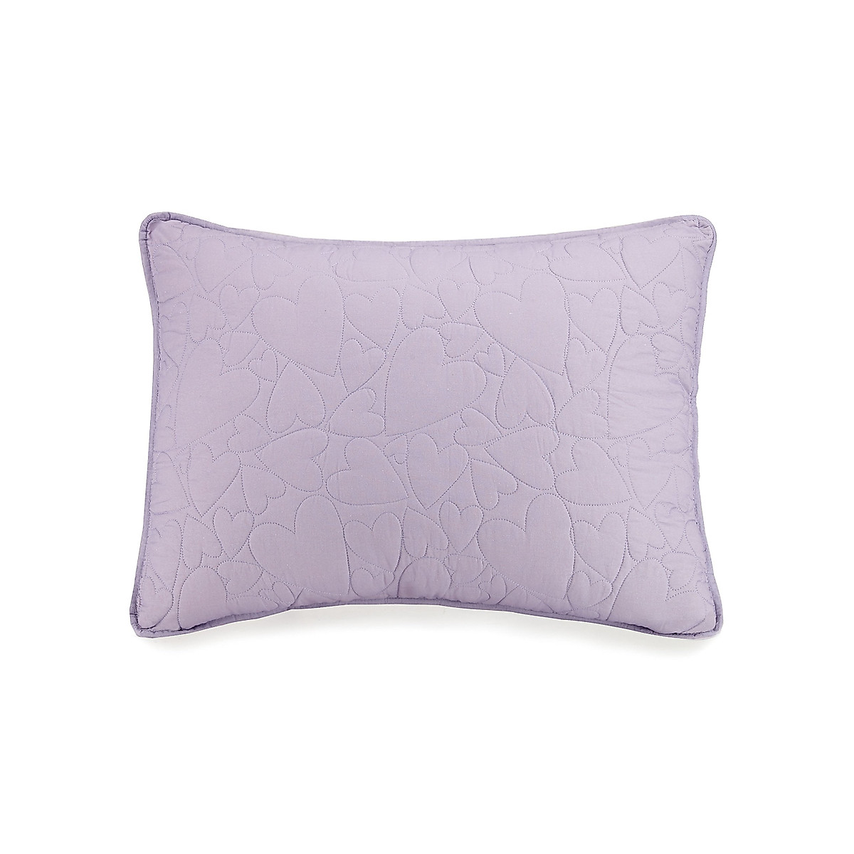 URBAN PLAYGROUND Solid Lavender Purple Hearts Kids Girls Cotton 4-Pc Quilt Set (Includes 2 Pillows) - Twin Size
