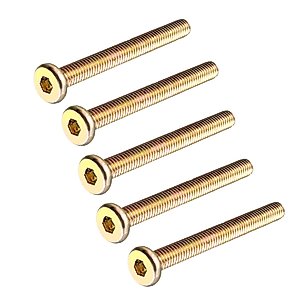 sourcing map M6 x 55mm Threaded Hex Socket Head Cap Screw Bolt Bronze Tone 5 Pcs