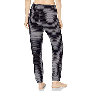 Amazon Essentials Women's Pajama Jogger - Lightweight Lounge Terry, Plus Size, Navy Stripe, Medium