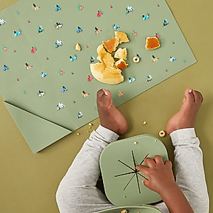 Austin Baby Co Silicone Placemat – Stain Resistant Portable Place Mats – Food Grade Silicone, Dishwasher Safe and Folds into Pocket for Easy Storage On The Go (Camper Sage Green)