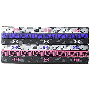 Under Armour Girls' Graphic Headbands 6-Pack, Black (011)/Penta Pink, One Size Fits All