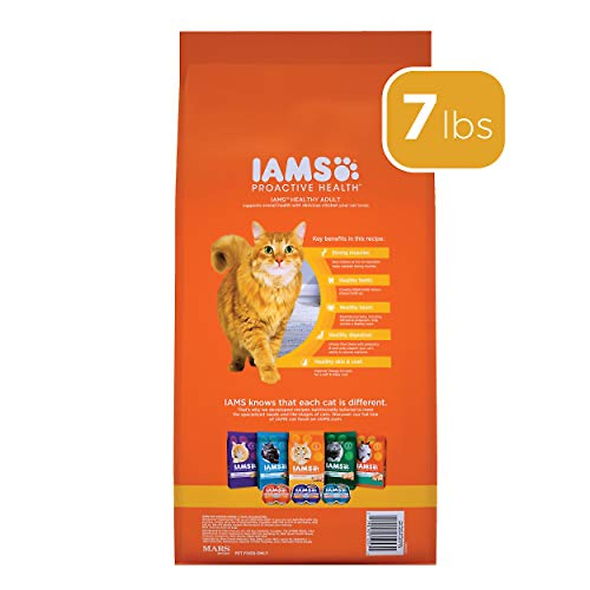 IAMS PROACTIVE HEALTH Adult Healthy Dry Cat Food with Chicken Cat Kibble, 7 lb. Bag