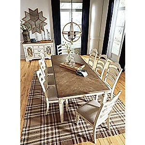 Signature Design by Ashley Realyn French Country Dining Extension Table, Seats up to 8, Chipped White