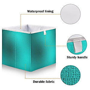Teal Storage Basket Storage Bin Square Collapsible Nursery Hamper Decorative Storage Boxes Organizer for Nursery Toys Kids Room
