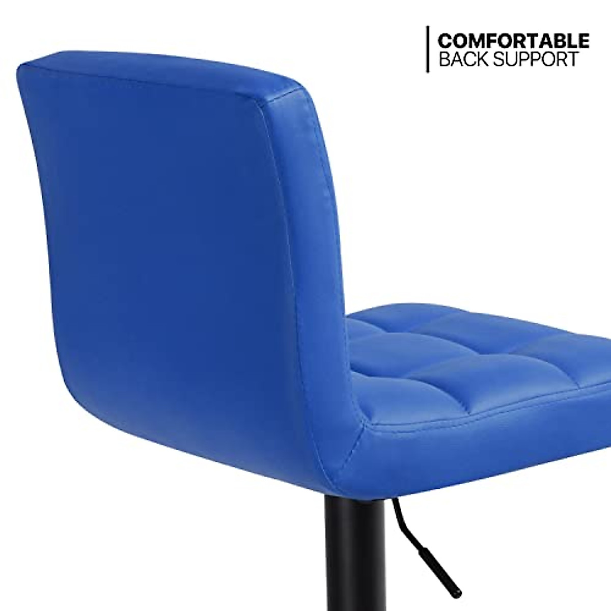 MoNiBloom Adjustable Bar Stools Set of 2 PU Leather Swivel Counter Height Modern Square Island Barstool with Back for Kitchen Counter Chairs, Blue