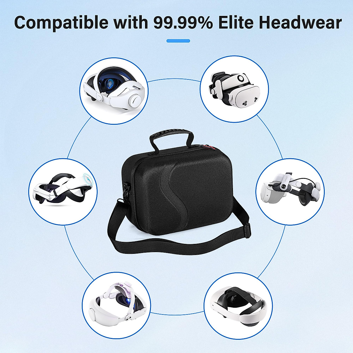 Large Carrying Case for Meta Quest 3S/3, Hard Travel Case Compatible With BOBOVR S3 Pro/KIWI Design Battery Head Strap, Controller and Accessory, Portable Hard Shell Bag, Black