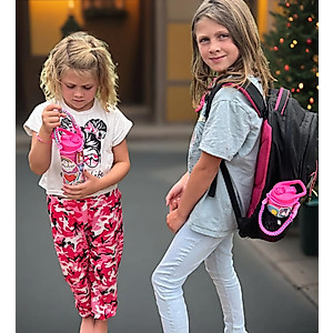 Mininoo Insulated Kids Water Bottle, 16oz Stainless Steel Water Bottle Kids with Paracord Handle for Girls, Boys（Purple/Pink）