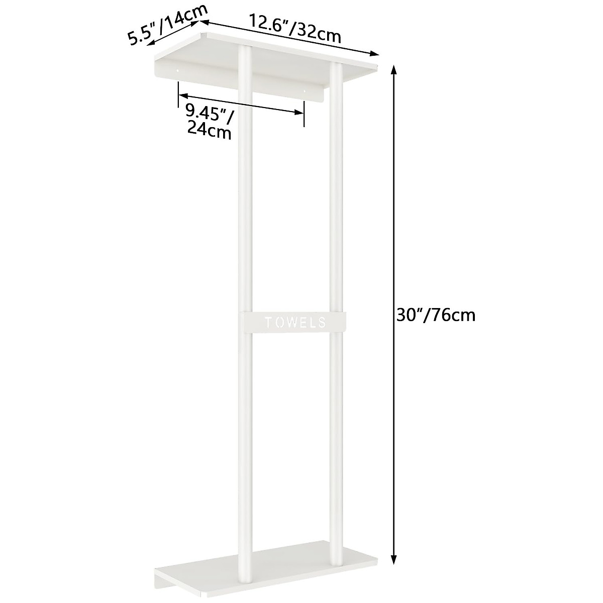 Wall Towel Rack for Rolled Towels, STWWO Towel Storage for Small Bathroom Can Holds 6 Large Towels, 30 inch Towel Racks with Shelf, White