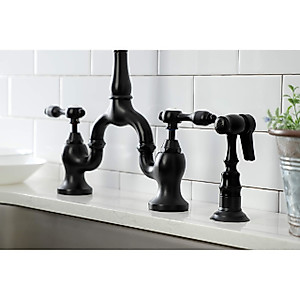 Kingston Brass KS7750TALBS Tudor Bridge Kitchen Faucet, Matte Black, 13.88 x 8.25 x 14.5