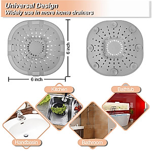 Shower Hair Drainer Catcher, Square Silicone Hair Stopper,Drain Hair Catcher Cover with Suction Cup Easy to Install and Clean Suit for Bathroom Bathtub and Kitchen(Upgraded Strong Suction Grey)