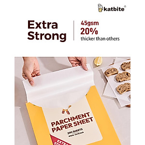 Katbite 200PCS 12x16 In Heavy Duty Flat Parchment Paper, Parchment Paper Sheets for Baking Cookies, Cooking, Frying, Air Fryer, Grilling Rack, Oven(12x16 Inch)