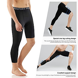 Valcatch 2 Pack Men's 3/4 Compression Pants One Leg Compression Tights for Basketball Capri Leggings Athletic Base Layer