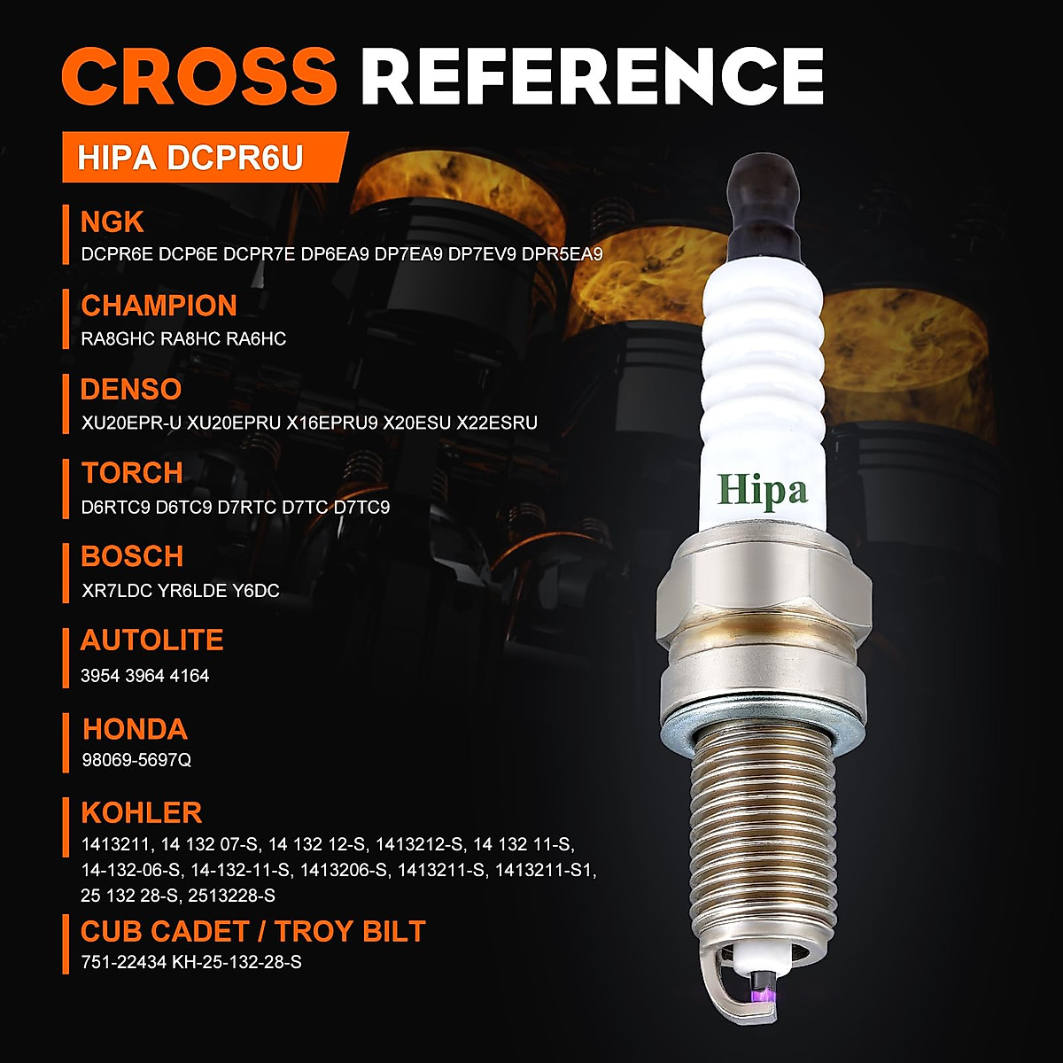 Hipa 14 132 11-S Spark Plug for NGK 3481 DCPR6E Kohler XT675 XT650 XT149 XT800 XT775 6.75 1413211