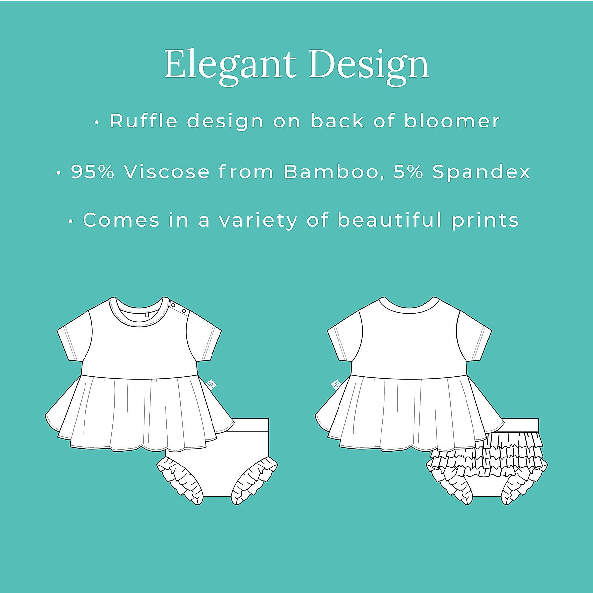 Posh Peanut Short Sleeve Basic Peplum Top & Bloomer Set - Ruffled Bummie Set - Soft Viscose from Bamboo (Vintage Pink Rose, 3-6 Months)