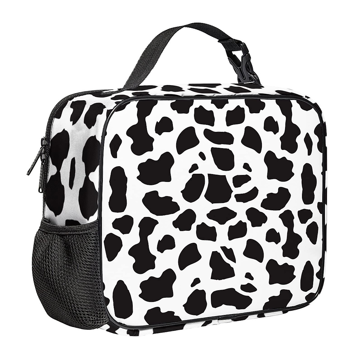 Cow Print Lunch Bag with Pockets Durable Insulation Lunch Box Leakproof Lunch Tote Bag For Teen Women Men Work Travel