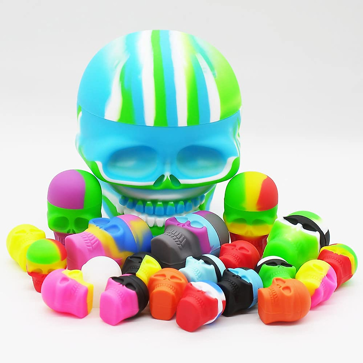 vitakiwi 500ml Wax Large Silicone Containers with 15ml 3ml Skull Non-stick Jars Set (21pcs)