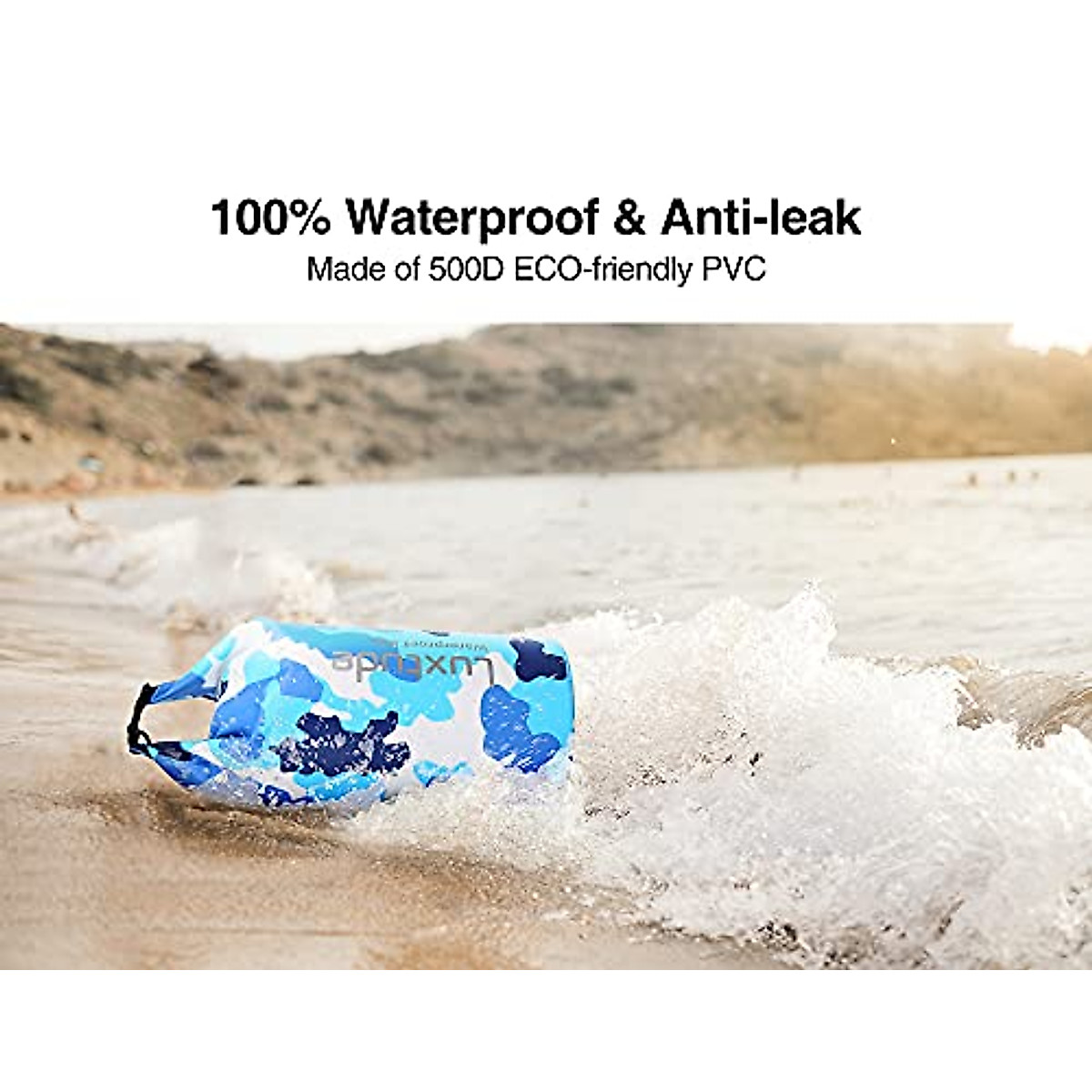Luxtude Waterproof Dry Bag Backpack, 5L Roll Top Portable Dry Sack Waterproof Bag with Phone Case, Floating Waterproof Dry Bag for Kayaking, Swimming, Boating, Surfing, Hiking, Beach etc.