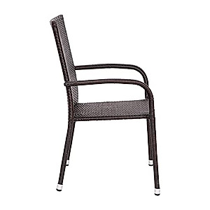 Flash Furniture Indoor/Outdoor Dining Chairs with Arms Wicker Wrapped Steel Frames, 4 Pack, Espresso