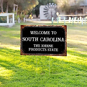 Augwed Welcome to South Carolina The Iodine Products State Yard Signs South Carolina State Yard Sign with Stake 12x18in Weatherproof Yard Signs Garden Party Supplies Lawn Outdoor Decor