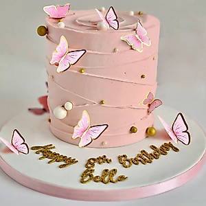 66 Pcs Butterfly Cupcake Toppers Birthday Party Decor,Pink Gold Cake Topper Picks Decor for Girls Women Wedding Birthday Party Baby Shower Party Wall Decoration