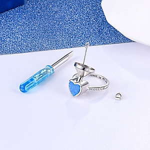 925 Sterling Silver Heart Urn Rings Hold Loved Ones Ashes Cremation Memorial Ring Keepsake Jewelry for Women for Human Ashes (Blue, 9)