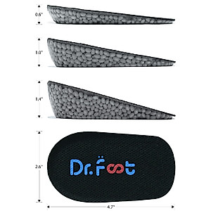 Dr. Foot's Height Increase Insoles, Heel Cushion Inserts, Heel Lift Inserts for Leg Length Discrepancies (0.6" Height, Black)