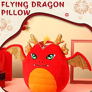 Leyndo 14'' Dragon Plush Throw Pillow Cute Dragon Stuffed Animals Soft Stuffed Dragon Pillow for Dragon Lover Year of The Dragon Home Bedroom Sofa Car Decorations Holiday Birthday Party Favor Gift