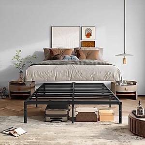 Kilyssa 14 Inch California King Bed Frames Heavy Duty Metal Platform Beds Frame No Box Spring Needed Steel Slats 3500lbs Bed Base Cal King Size,Noise-Free,Easy Assembly