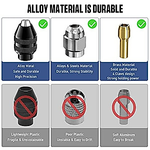 4486 Multi Chuck Set 15Pcs,Brass Collet Set,Collet Nut Kit,0.8-3.2mm Replacement Keyless Quick Change Chuck Rotary Tool Accessory Compatible with Dremel 3000 4000 7700 8200(M7x0.75mm Long)