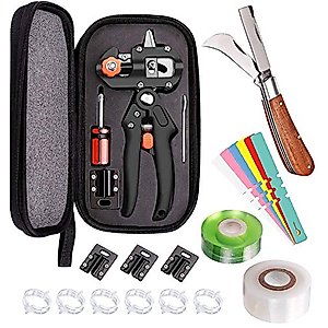 PUELDU Grafting Tool, Pruner Kit, Including Replacement Blades,Grafting Knife,Grafting Tapes,Plant Labels&Garden Clips,Perfect for Fruit Tree Grafting