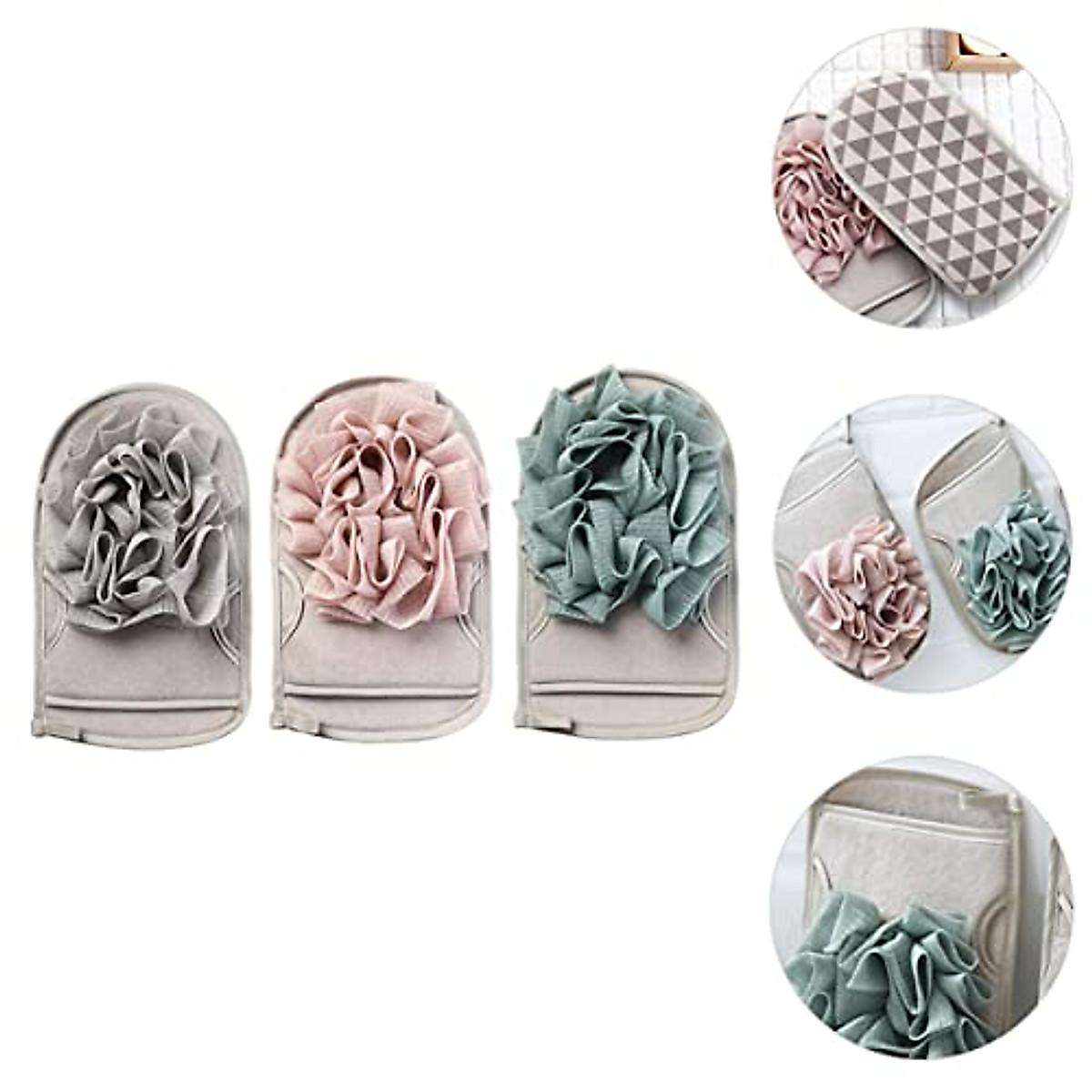 STOBAZA Brush Skin Bathroom Glove Ball Scrubber Exfoliating Massage Tool Mesh Side Scrub Gloves for and Women Beauty Bath Health Care Dual Flower Sponge Body Mitts Spa Pouf Shower Brushes