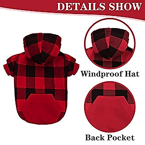 EXPAWLORER Plaid Dog Hoodie - British Style Soft and Warm Dog Sweater with Leash Hole, Hooded Cold Weather Clothes, Dog Sweatshirt, Outfits, Winter Coat for Small Medium Large Dogs