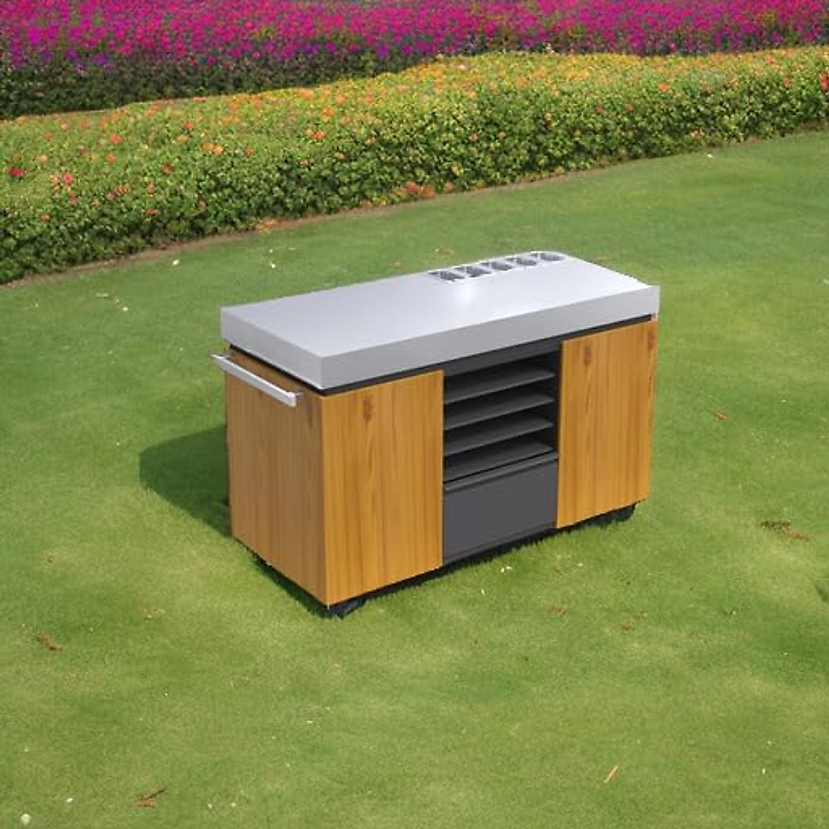 Everdure Pizza Oven Station - Preparation Cart with Stainless Steel Countertop, Four Slide Out Shelves, On Wheels for Portability