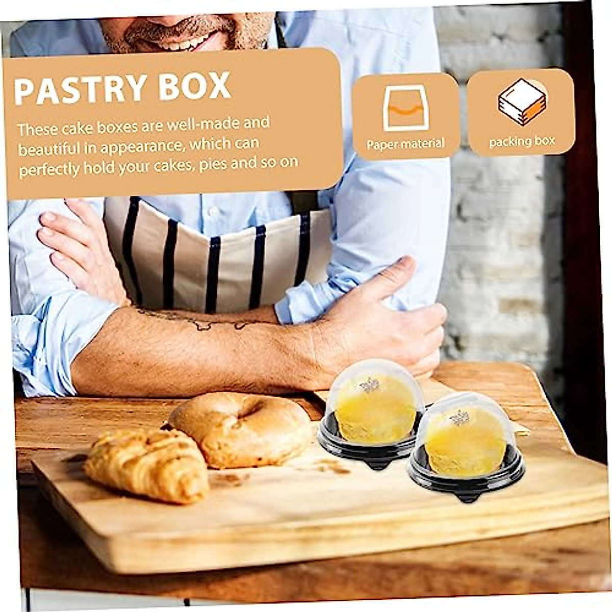 TIDTALEO 100pcs Clear Gift Box Plastic Container Paper Cups with Lids Mini Cake Dome Mini Containers Mini Cupcake Container Egg Yolk Tray Small Cake Moon Cake Clamshell Mini Paper Cups