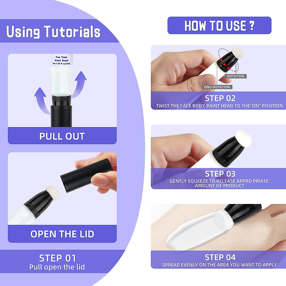 Go Ho Orange Face Paint Stick(0.85oz),Water Based Cream Orange Body Paint Washable,Liquid Concealer,Covers Oil-Free,Halloween Cosplay SFX Foundation Tiger Pumpkin Makeup