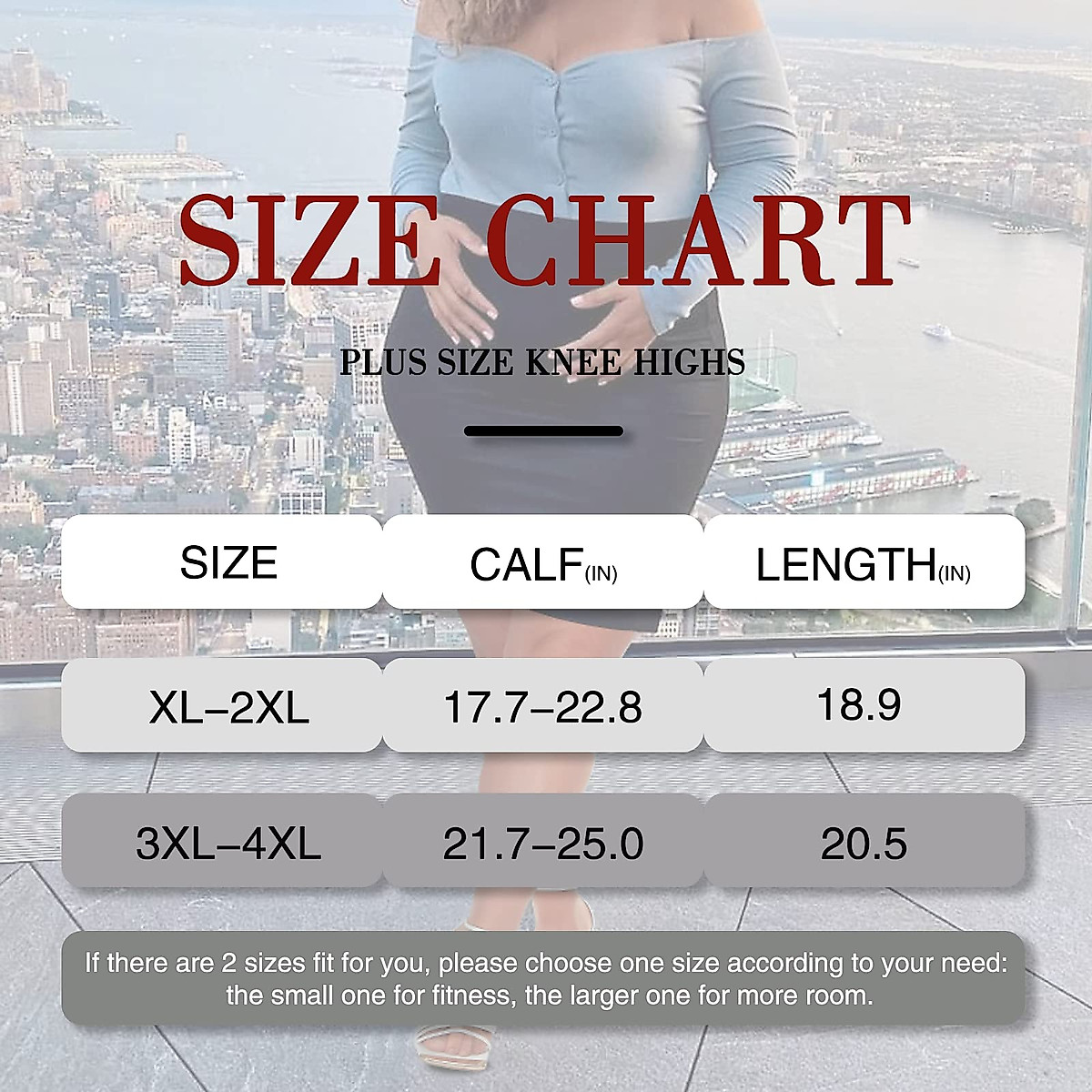 MANZI Plus Size Knee High Stockings for Women 6 Pairs Sheer Nylons Natural X-Large-XX-Large