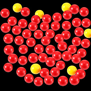Gejoy 63 Pieces Game Replacement Marbles 3 Set Game Replacement Balls Compatible with Hungry Hungry Hippos, 57 Red Balls and 6 Yellow Balls