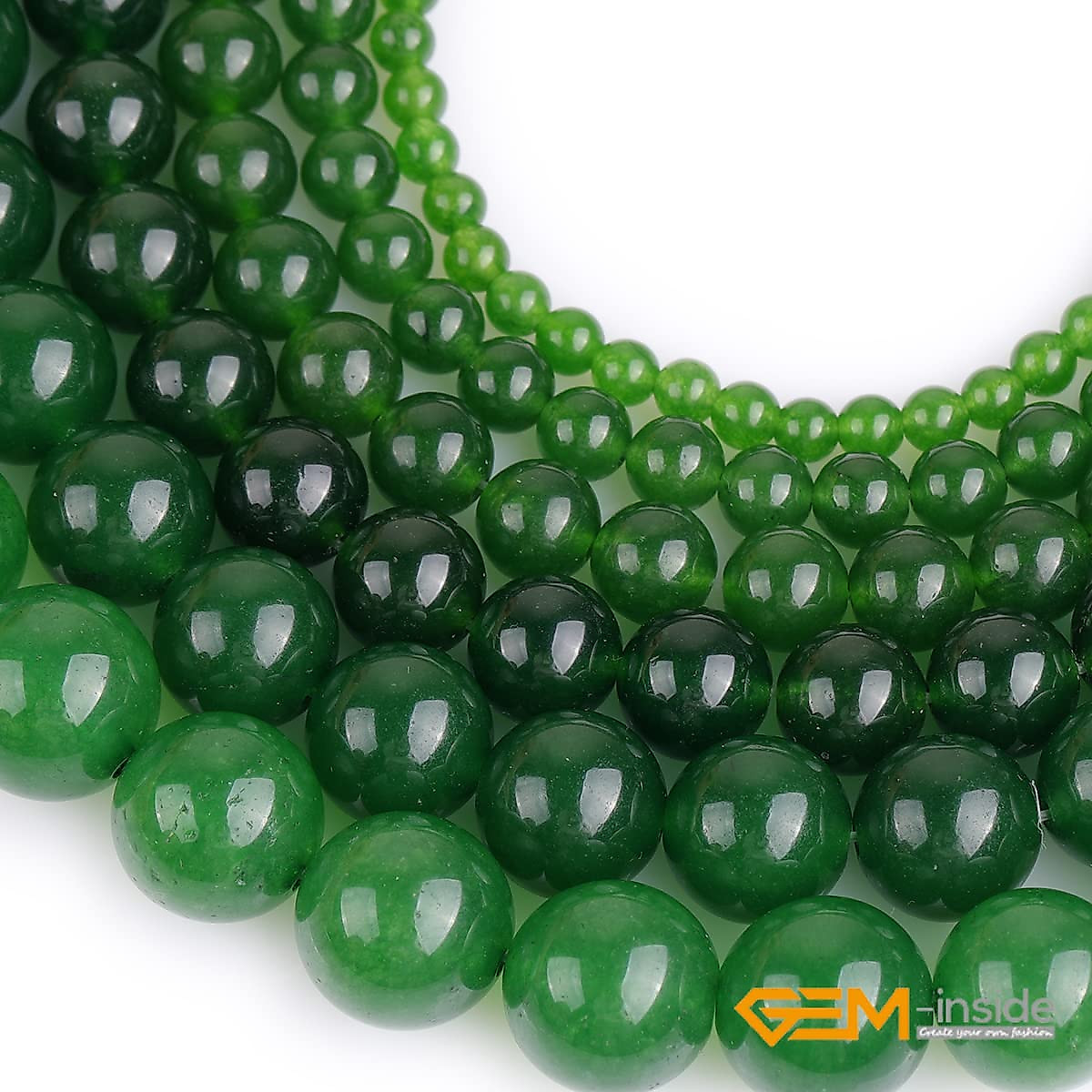 GEM-Inside Natural 8mm Green Taiwan Jade Gemstone Loose Beads Round Crystal Energy Stone Power for Jewelry Making 15"