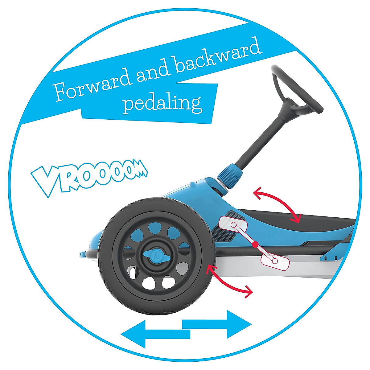 Chillafish Monzi RS: Pedal Go-Kart for Kids 3-7 Years, Folds Down for Easy Storage and Adjustable Seat Without Tools, Airless no-Puncture RubberSkin Tires, and Wall Mount for Easy Storage, Red