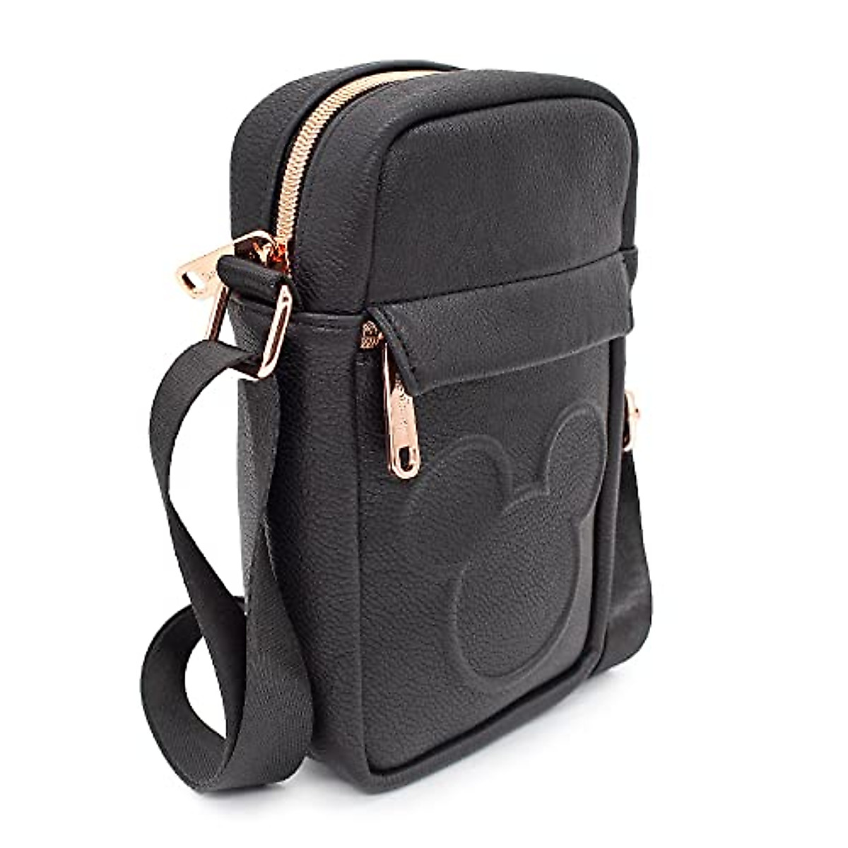 Buckle Down Disney Bag, Cross Body, Mickey Mouse Head Embossed, Black, Vegan Leather