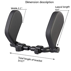 JSKRL Car Headrest Pillow, 360°Adjustable PU Leather Car Seat Head Neck Support Rest Cushion Both Kids Adults for Travel Sleeping