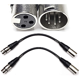 CESS-018 XLR5M to XLR3F DMX512 Adapter Cable - 6 Inch 5 Pin Male to 3 Pin Female XLR Turnaround DMX Cable - 6'' DMX Conversion Plug - Go from 5pin to 3pin DMX - 2 Pack