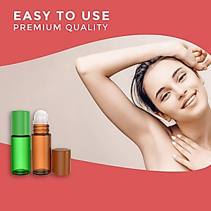 Nylea 4 Pack Essential Oil Roller Bottles [Plastic Roller Ball] FREE Plastic Pippette and Funnel - Refillable Glass Color Roll On for Fragrance Essential Oil - 30ml 1 oz (MIX)