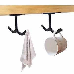 NNNJunhua Under Cabinet Hooks Zinc Alloy Ceiling Double Hook Purse Hook for Table Under Shelf Hooks for Cabinet Wardrobe Coat Towel Hat Mug Cup Hook Under Cabinet Shelf