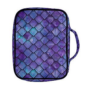 Howilath Purple Dragon Scales Print Bible Cover Portable Carrying Book Case Bible Book Covers for Women men, Church Bag Bible Case Organizers with Handle Zipper Pockets