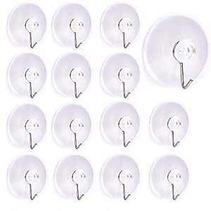 Suction Cup Hooks (50 Pack), 45mm Clear PVC Suction Cups with Metal Hooks Heavy Duty Removable Large Wall Hooks for Kitchen Bathroom Shower Hanging Organizer Supplies